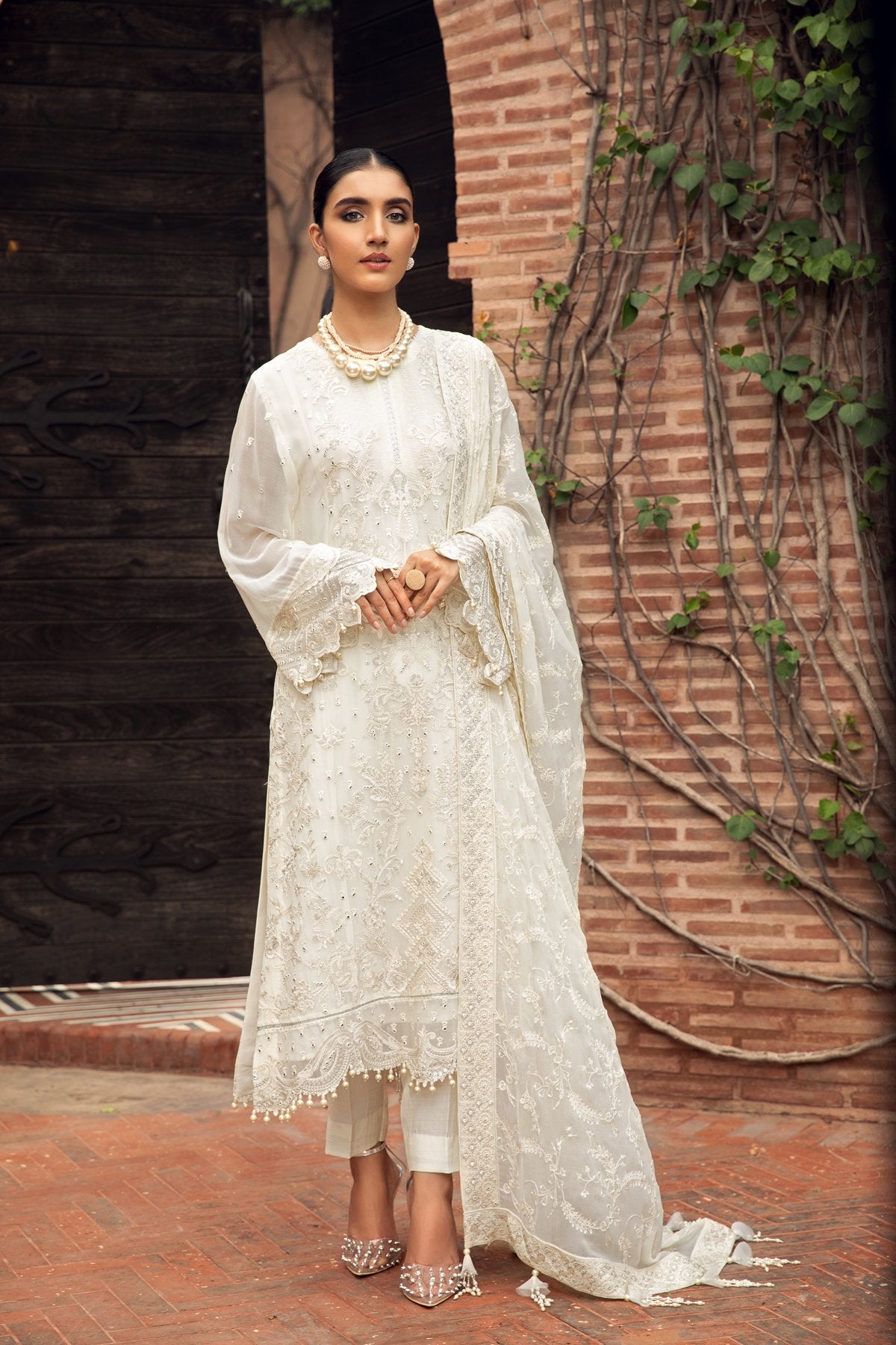 Embroidered White Salwar Kameez Party Wear Designer Online – Nameera by ...