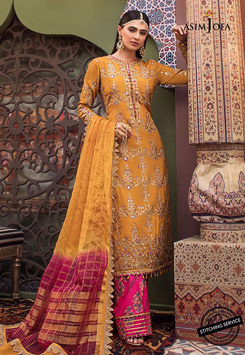 Luxury Mehndi Party Dress in Orange Color – Nameera by Farooq
