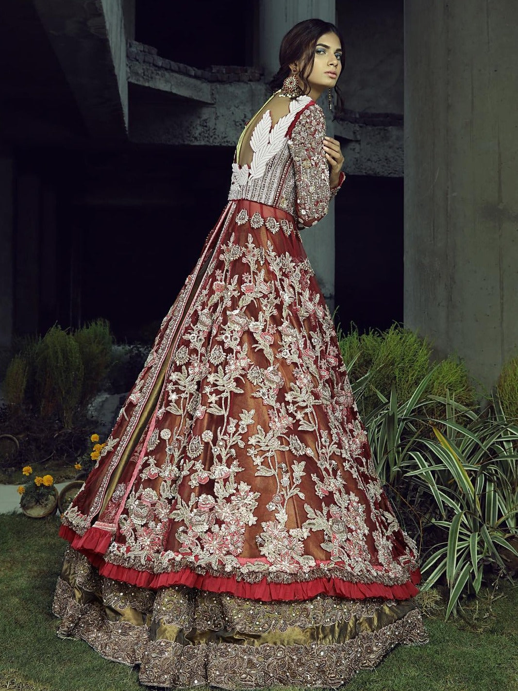 Embellished Maroon Indian Bridal Gown Lehenga for Wedding – Nameera by ...