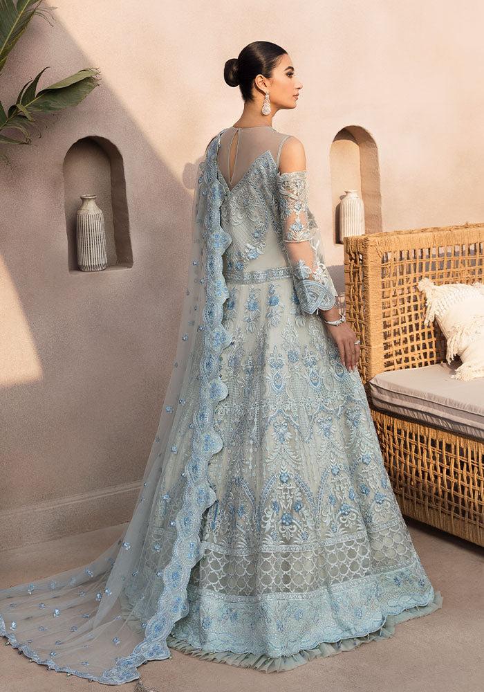 Buy Pakistani Ice Blue Pishwas Dupatta Party Wear 2023 – Nameera by Farooq