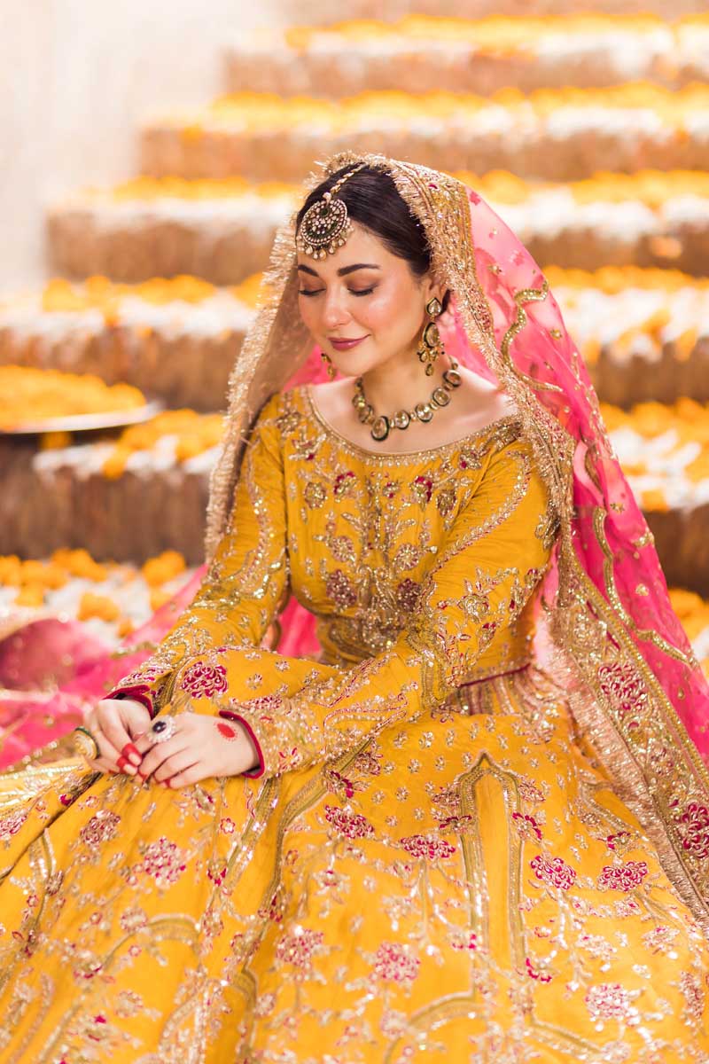 Orange Lehenga Choli Bridal Pakistani Wedding Dresses – Nameera by Farooq