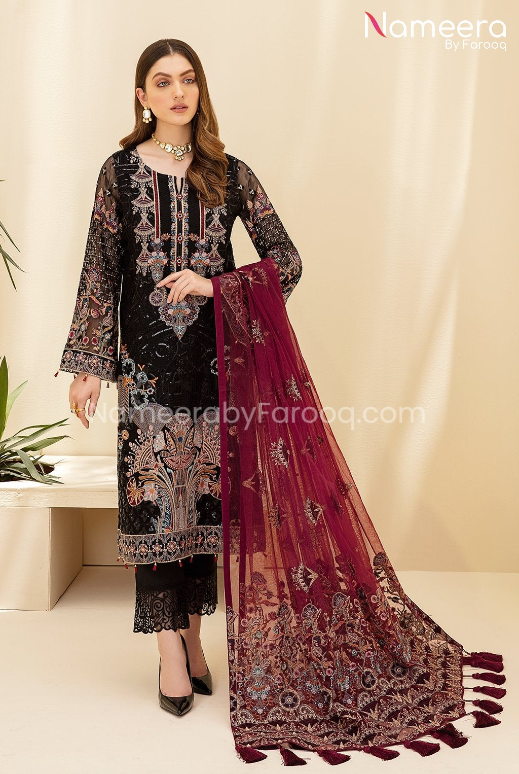 Baroque Pakistani Black Dress Party Wear Latest Online 2021 – Nameera ...