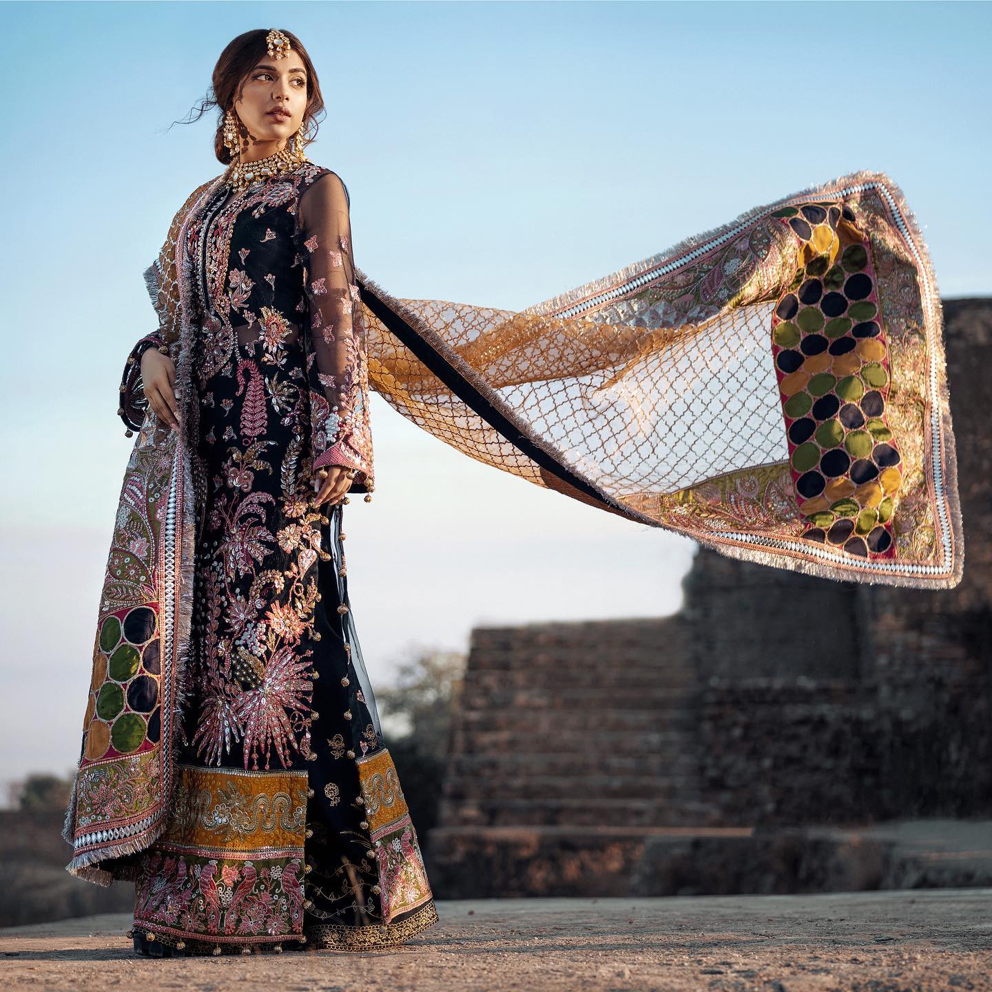 Pakistani Black Dress in Traditional Kameez Trouser Style – Nameera by ...