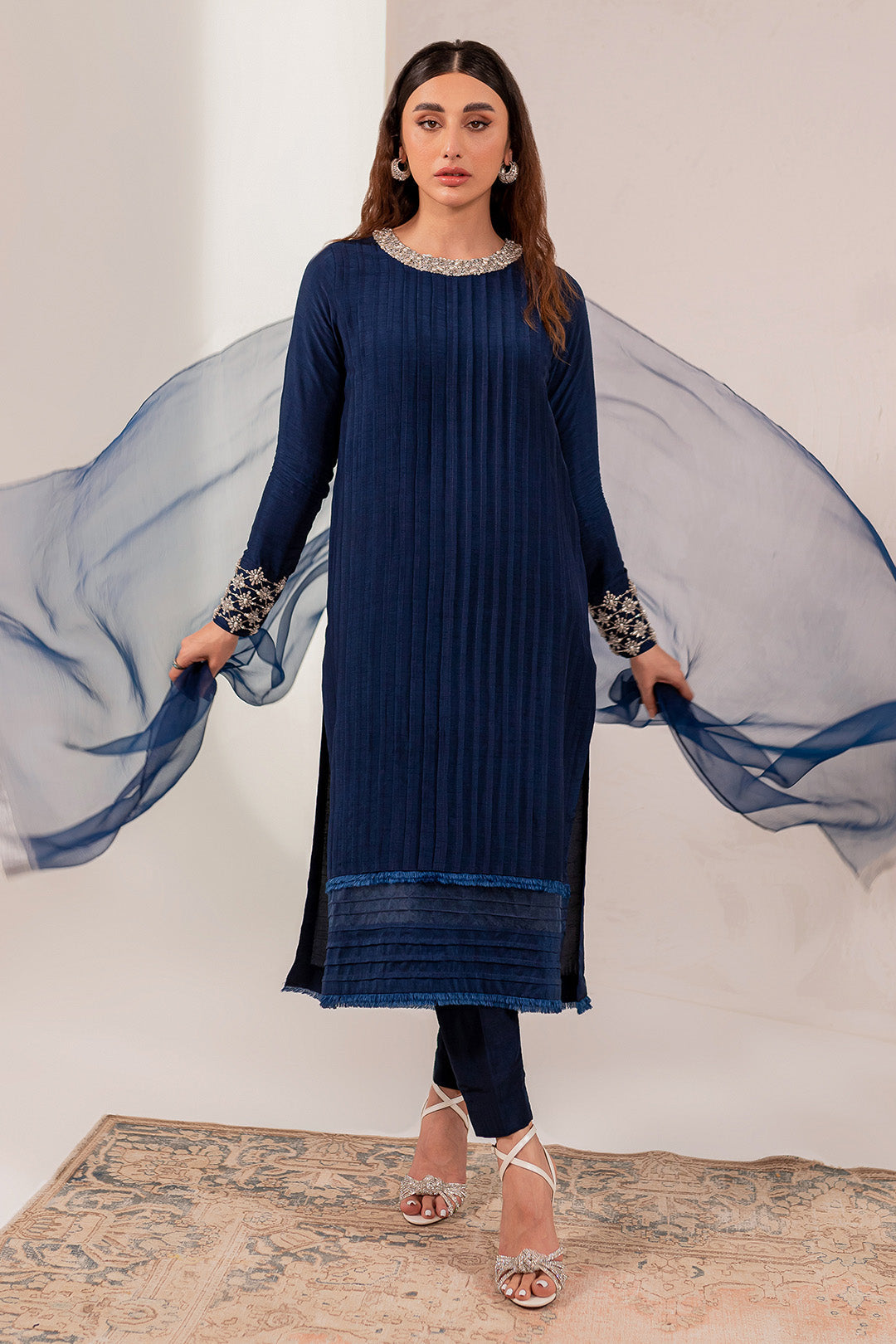 Pakistani Blue Kameez Trouser Dupatta Style Eid Dress – Nameera by Farooq