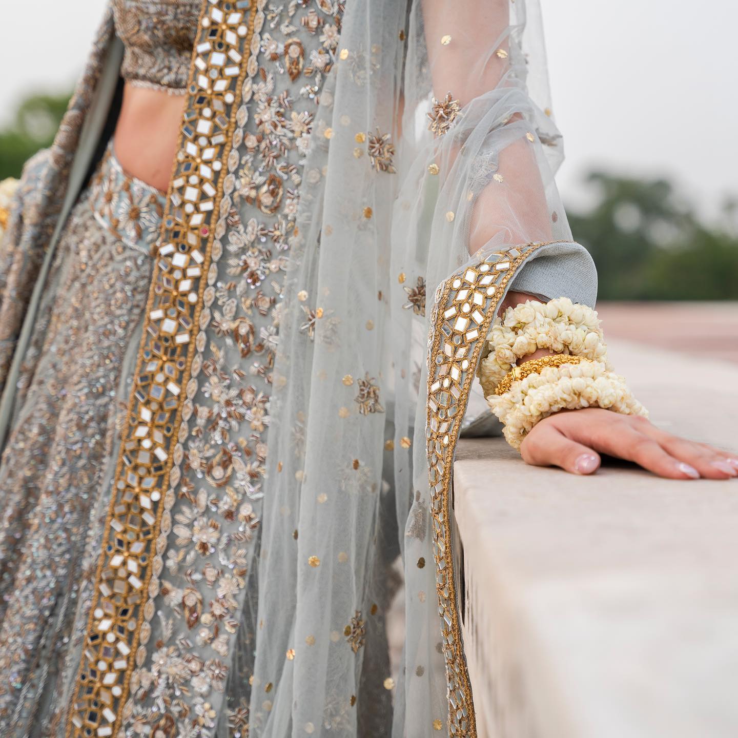 Elegant Pakistani Blue Lehenga Choli and Dupatta Dress – Nameera by Farooq