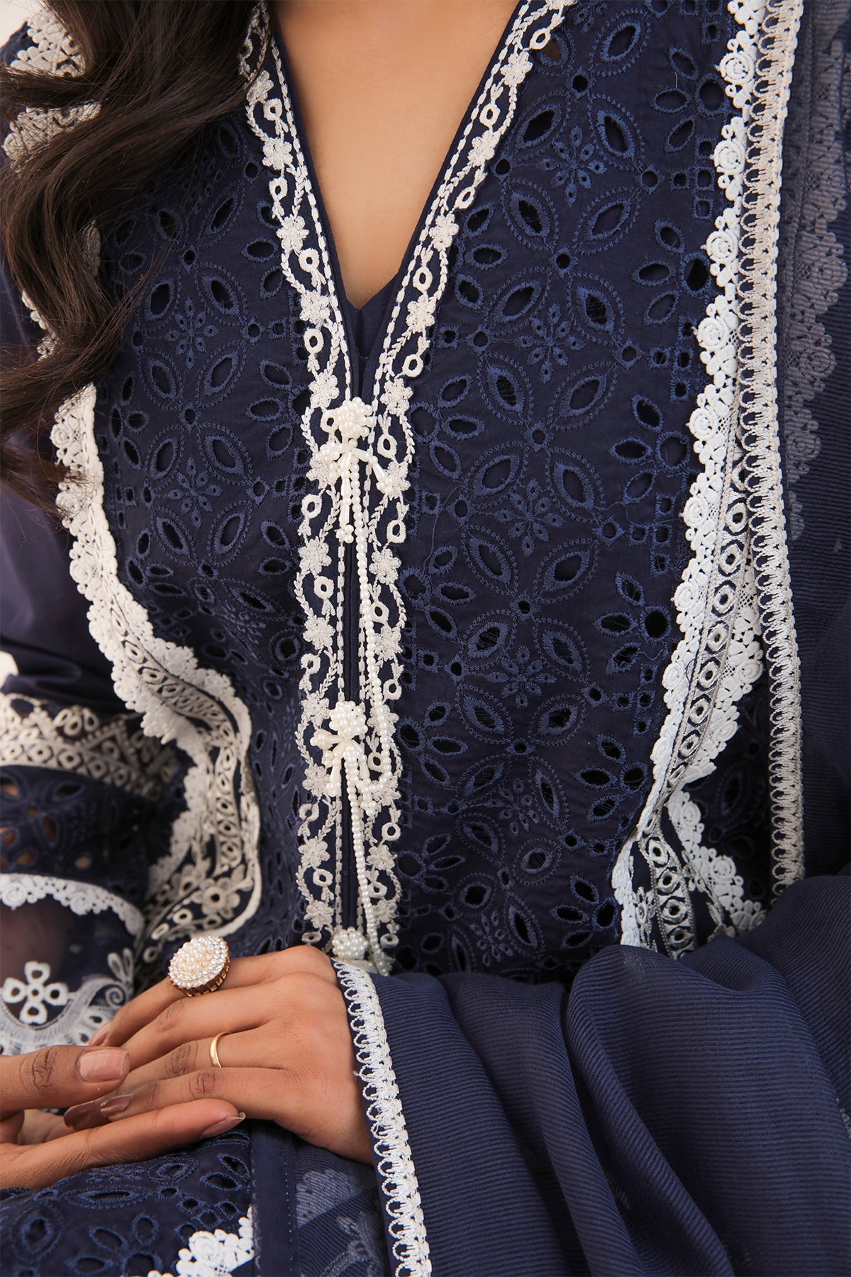 Pakistani Blue Long Kameez Capri Party Wear – Nameera by Farooq