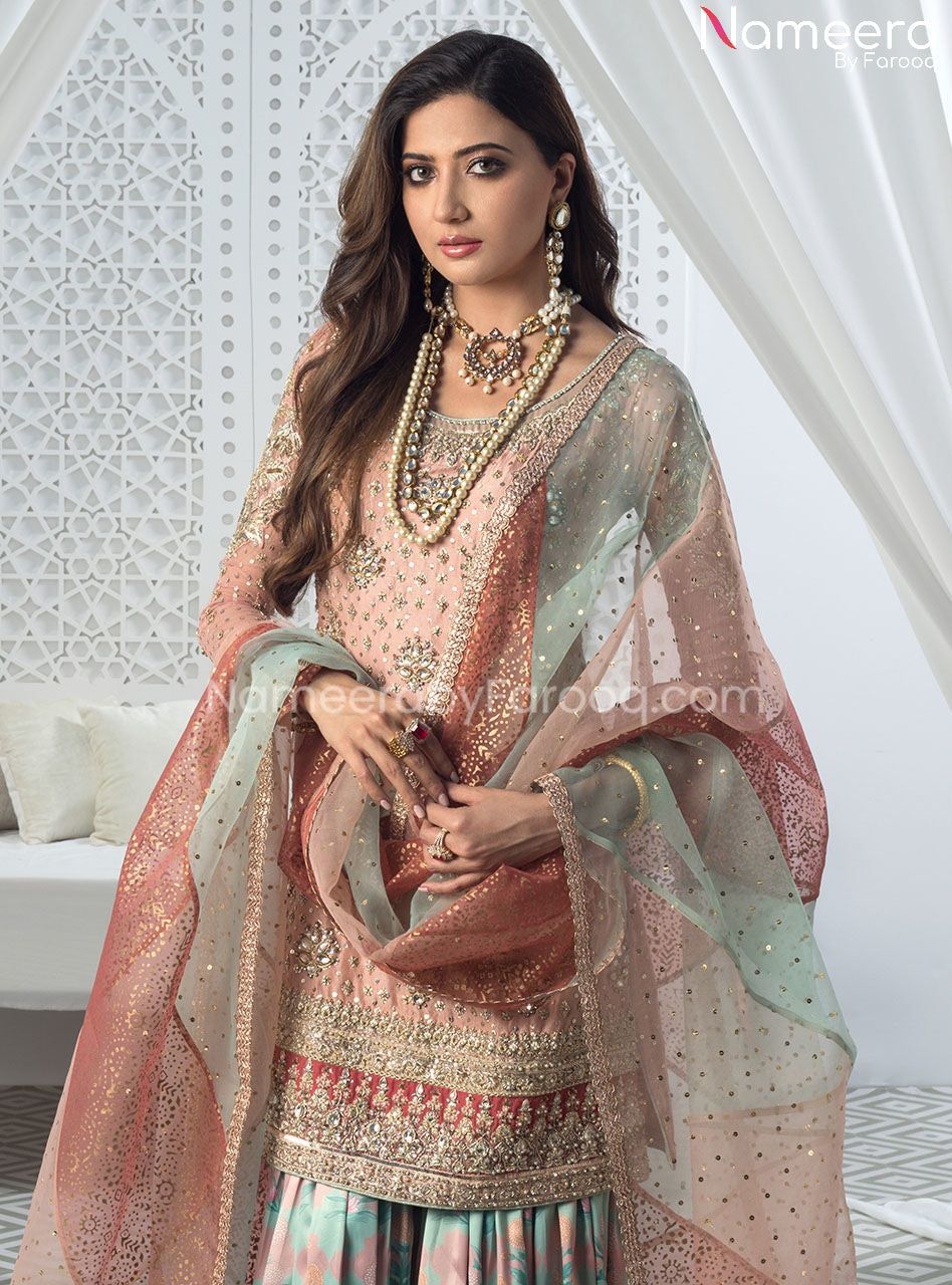 Pakistani Bridal Short Shirt with Sharara Dress Online 2021 – Nameera ...