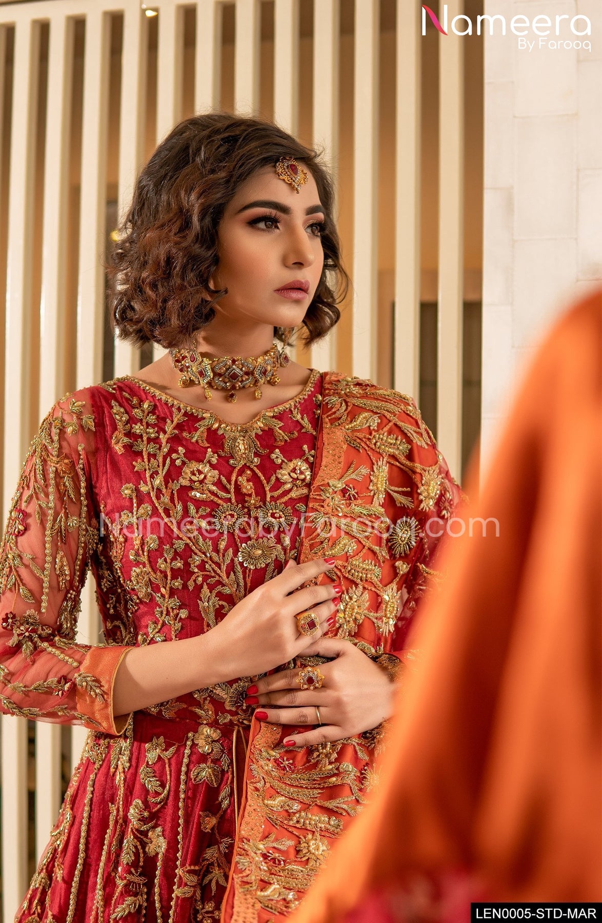 Latest Pakistani Bridal Lehenga Gown Dress in Maroon Color – Nameera by ...