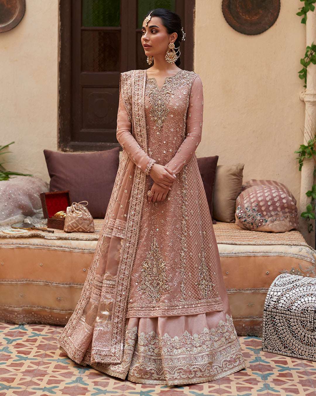 Pakistani Bridal Dress in Classic Sharara Kameez Style – Nameera by Farooq