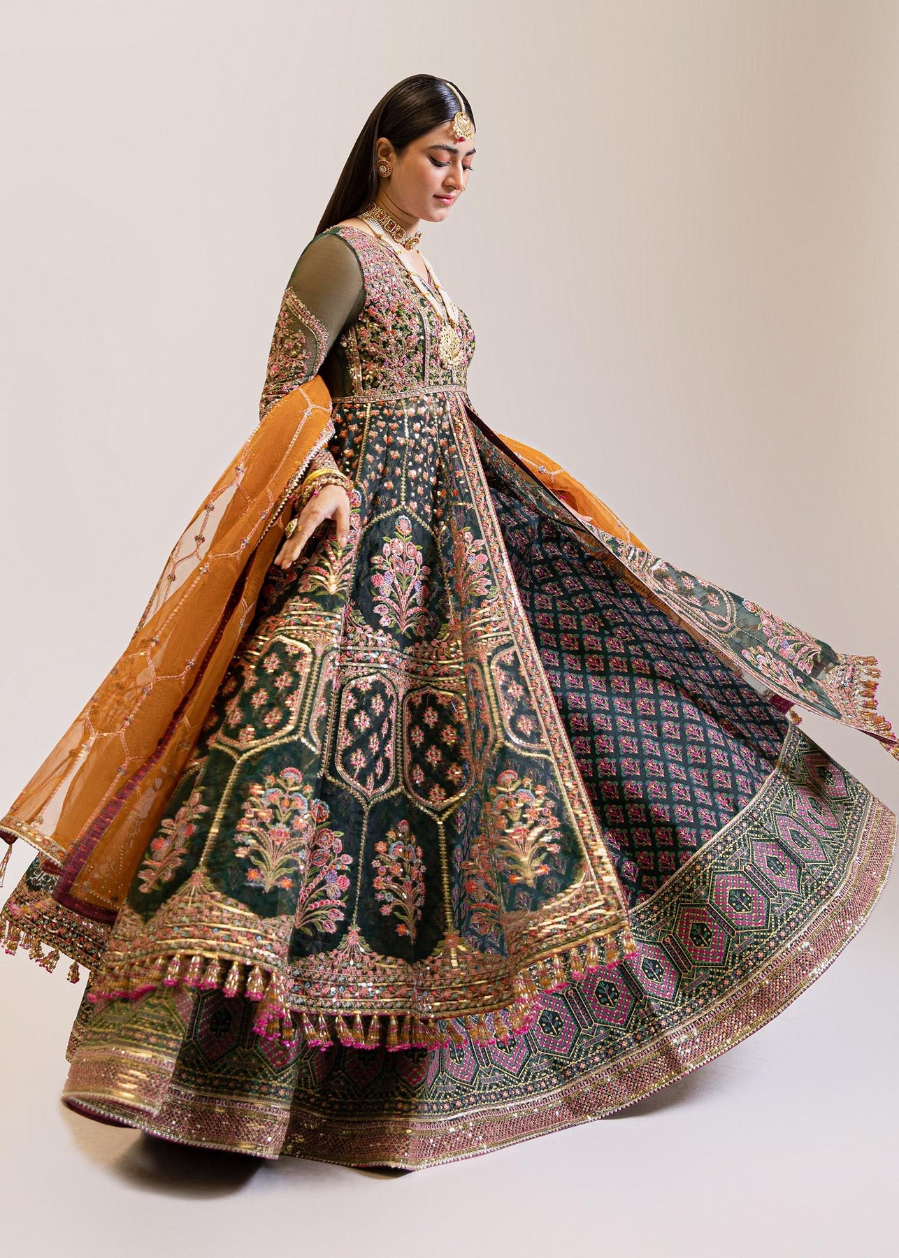 Pakistani Bridal Dress in Traditional Pishwas Style – Nameera by Farooq