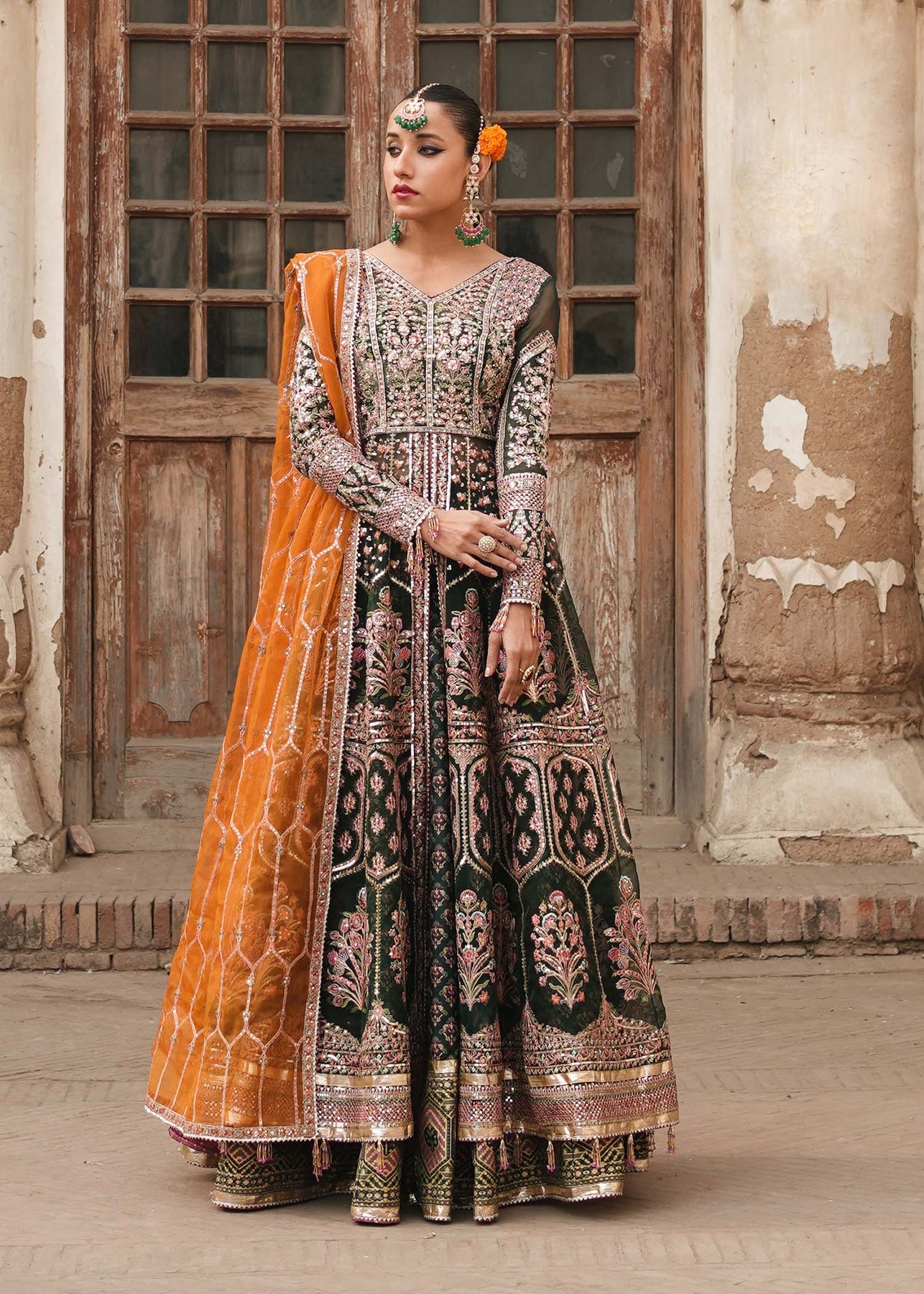 Pakistani Bridal Dress in Traditional Pishwas Style – Nameera by Farooq