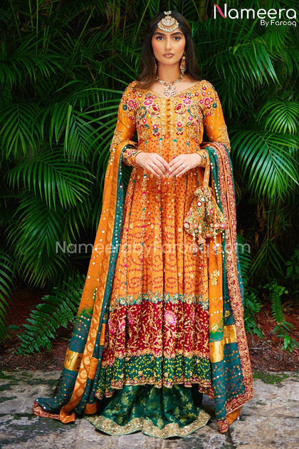 Pakistani Bridal Frock Dress with Traditional Jamawar Pajama – Nameera ...