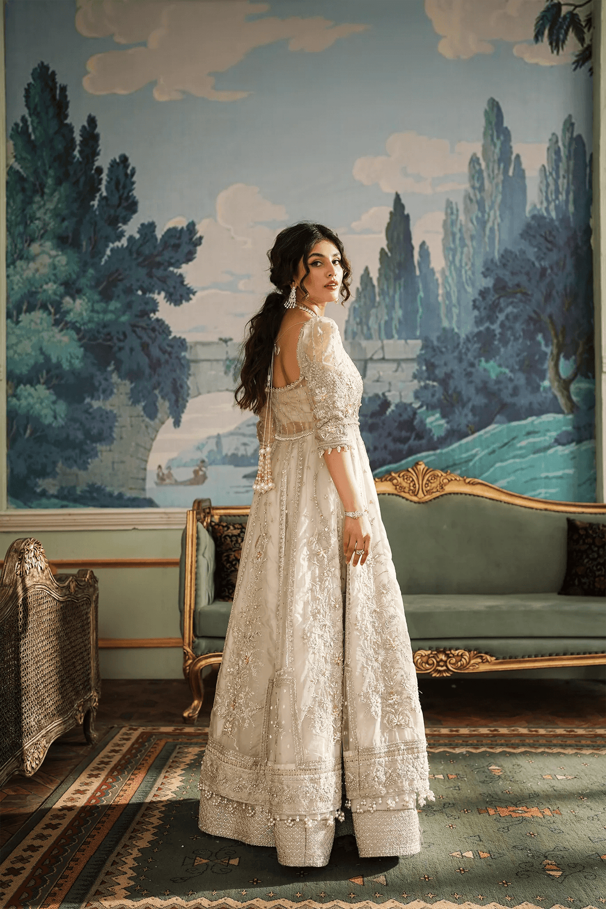 Pakistani Bridal Frock and Silk Lehenga Walima Dress – Nameera by Farooq