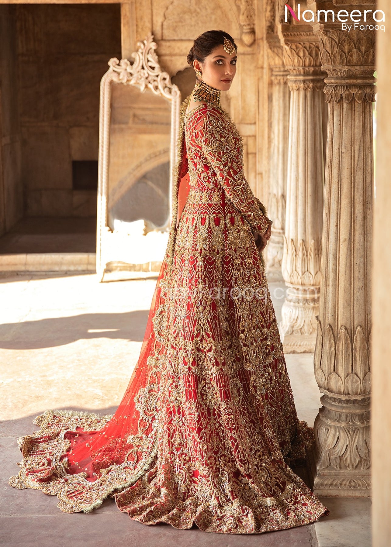 Latest Red Bridal Dress Pakistani in Traditional Gown Style – Nameera ...
