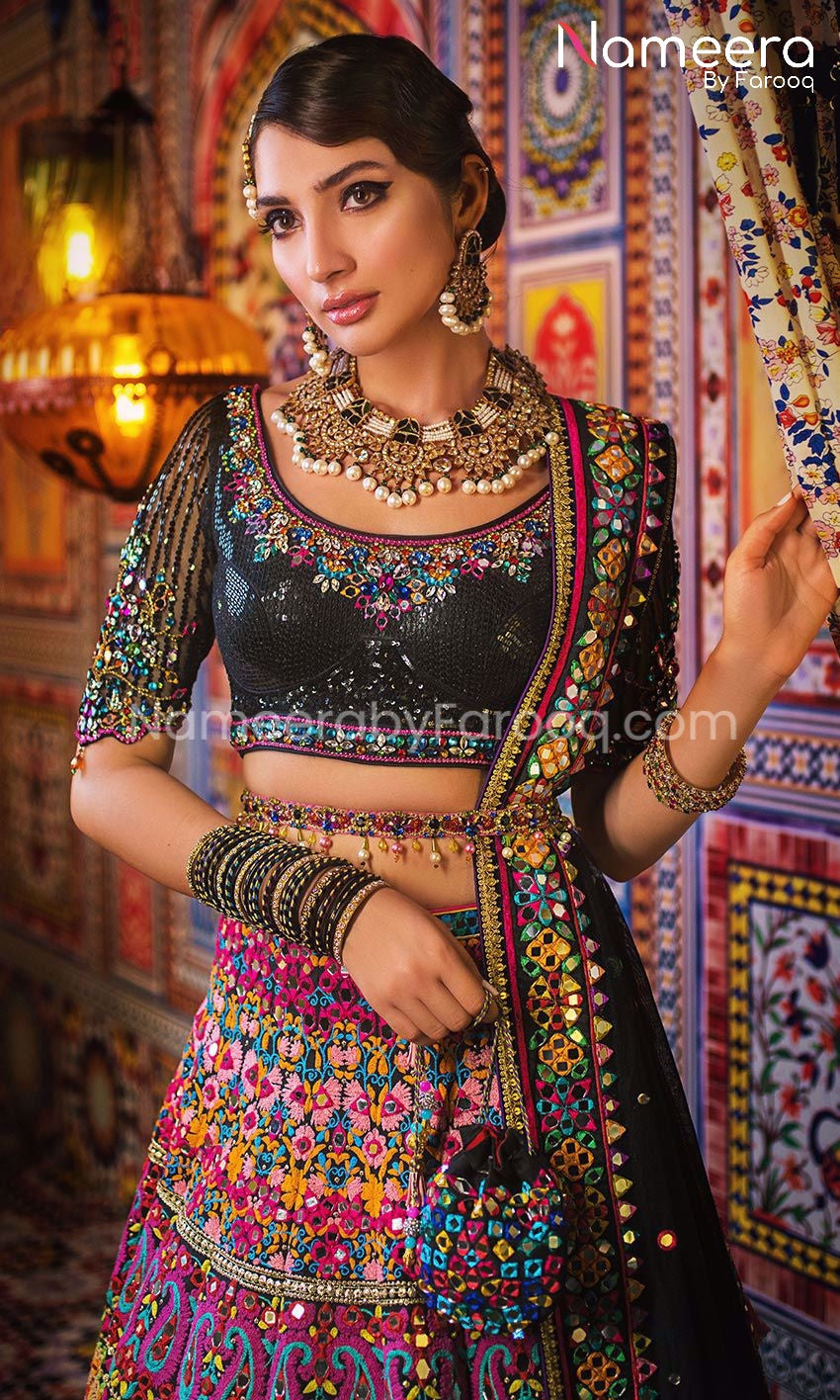 Royal Pakistani Bridal Lehenga Choli in Lavish Black Color – Nameera by ...