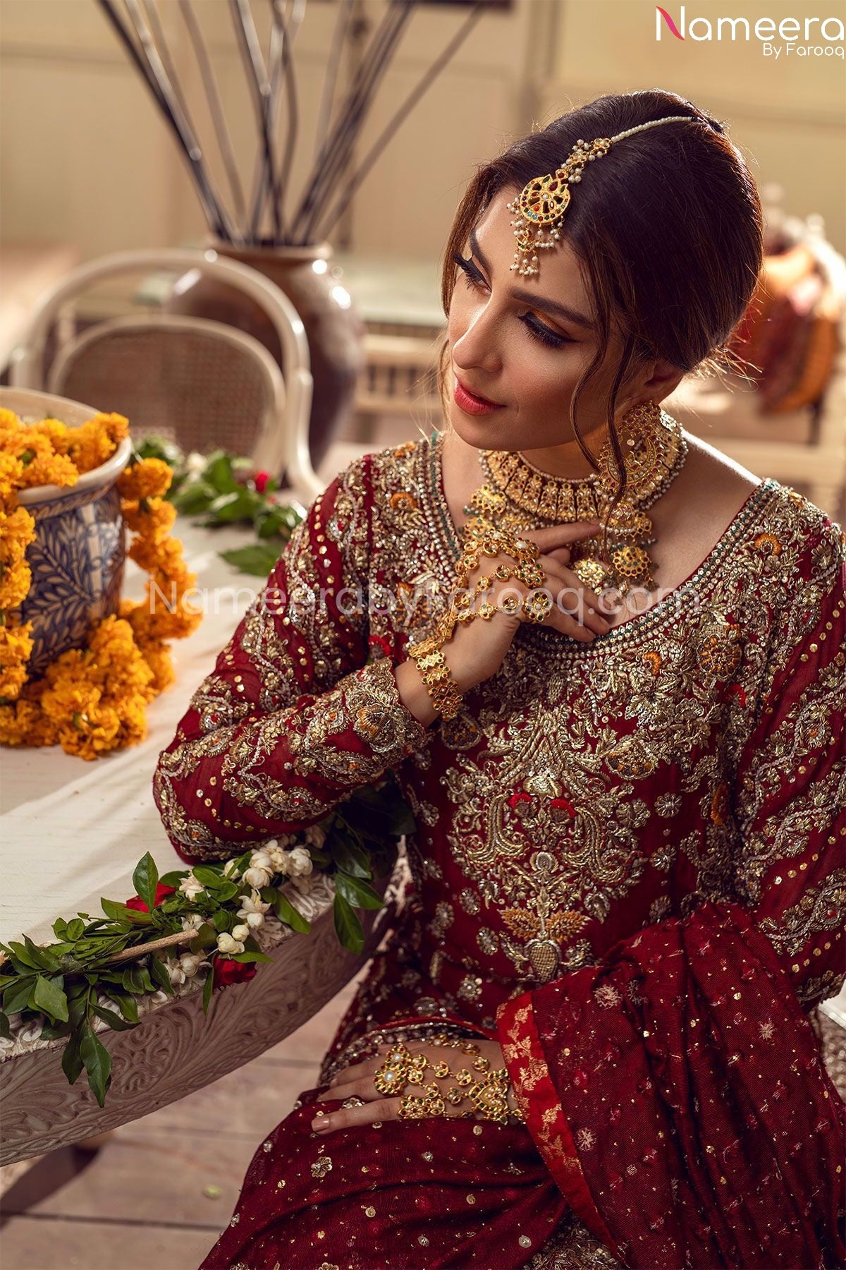 Buy Pakistani Bridal Lehenga in Deep Maroon Color Online 2021 – Nameera ...