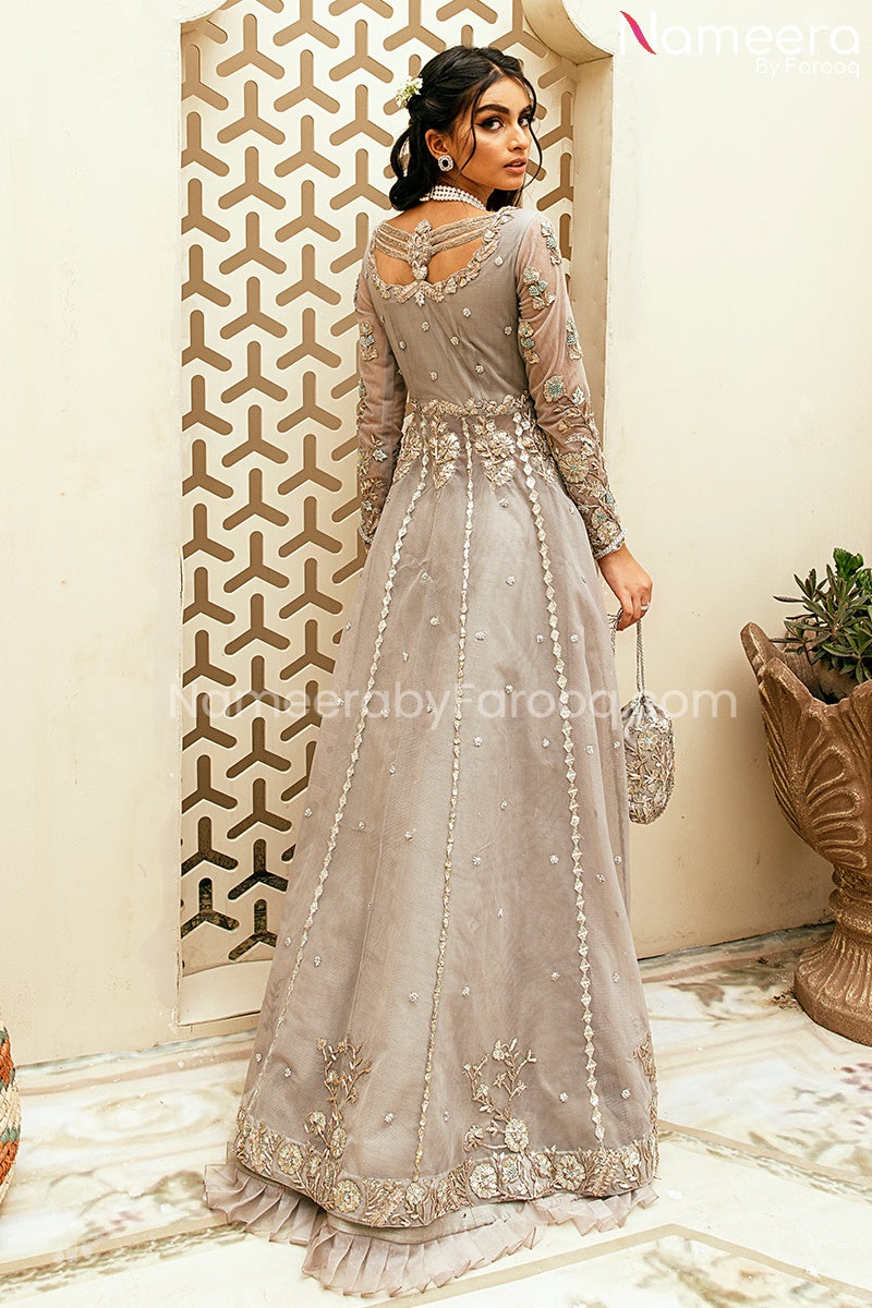 Pakistani Bridal Pakistani Walima Maxi Dress in Ice Blue – Nameera by ...