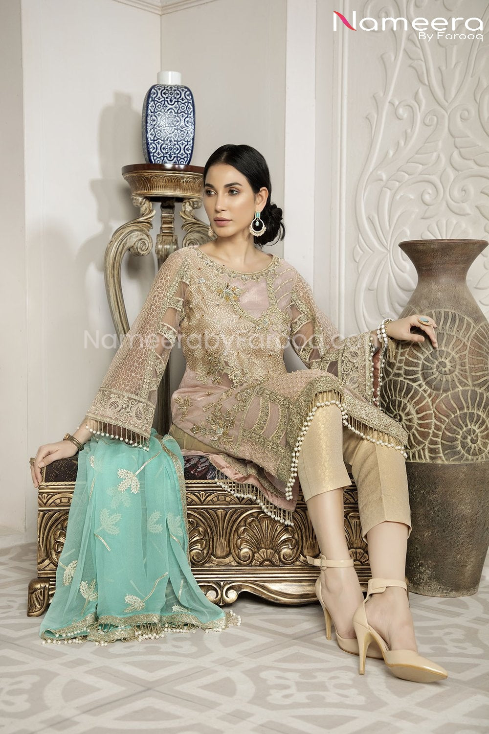 Pakistani Designer Party Wear Dress for Girls Online – Nameera by Farooq