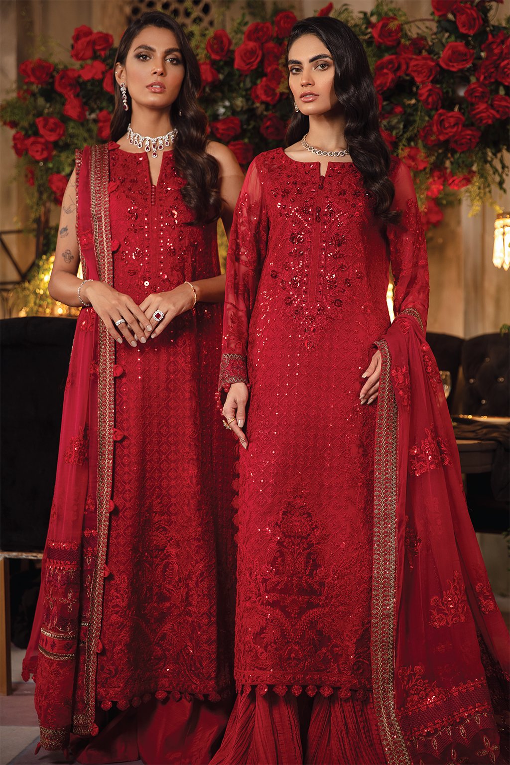 Pakistani Red Dress With Long Kameez Designer Online 2021 – Nameera by ...