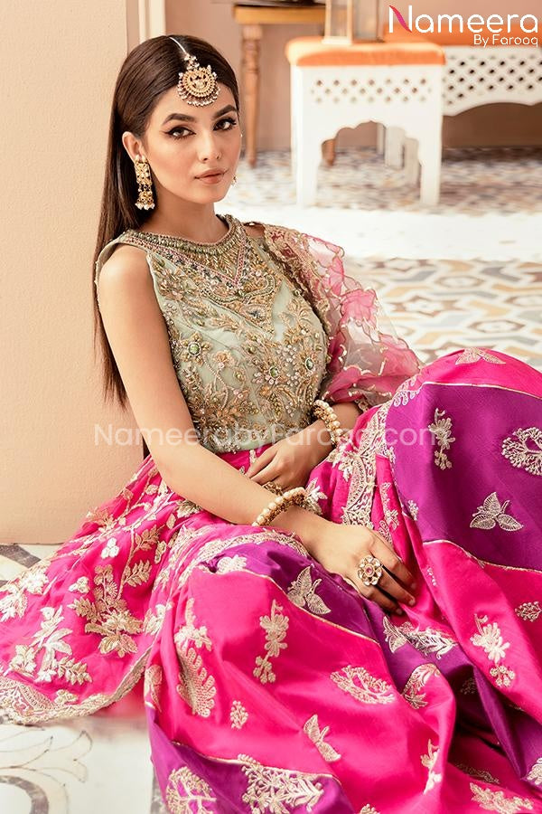 Elegant Pakistani Long Frock In Shocking Pink Online 2021 – Nameera by ...