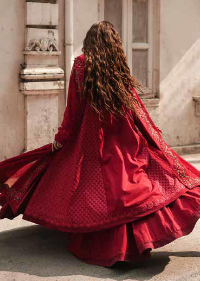 Embellished Red Long Frock with Sharara Pakistani Eid Dresses – Nameera ...