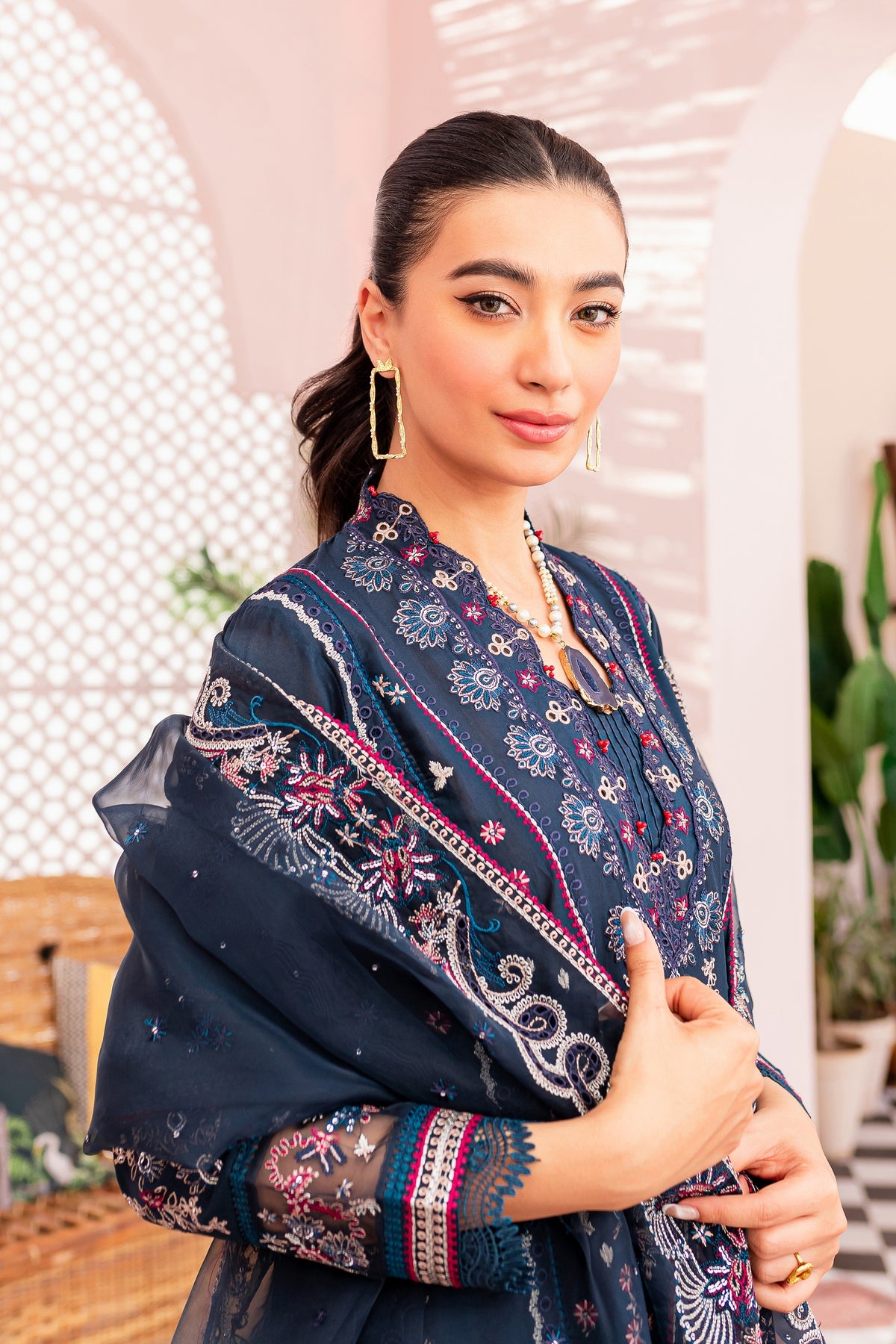 Blue Kameez Trouser Dupatta Style Pakistani Eid Dress – Nameera by Farooq