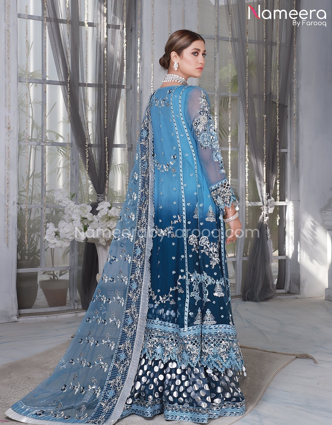 Long Kameez Sharara Pakistani Embroidery Dresses Online 2021 – Nameera ...
