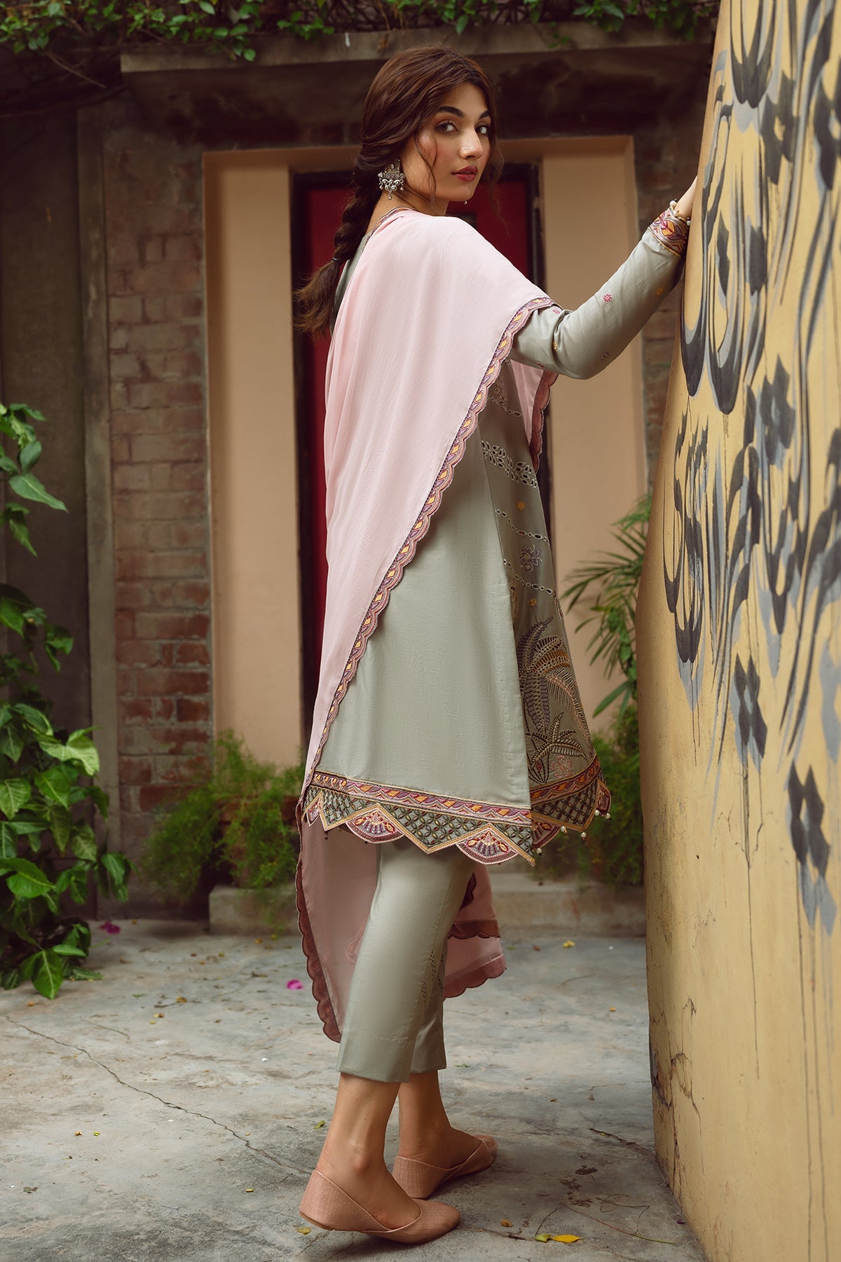 Pakistani Embroidered Dress in Kameez Trouser Style – Nameera by Farooq
