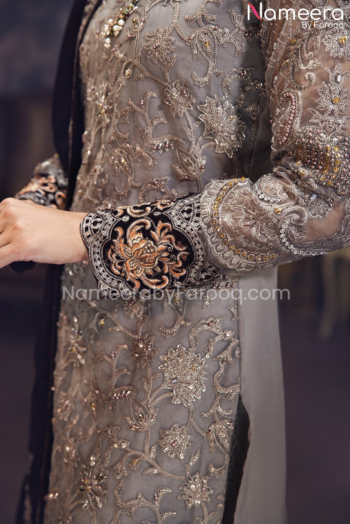 Elegant Pishwas Dress Pakistani in Grey Shade Online 2021 – Nameera by ...