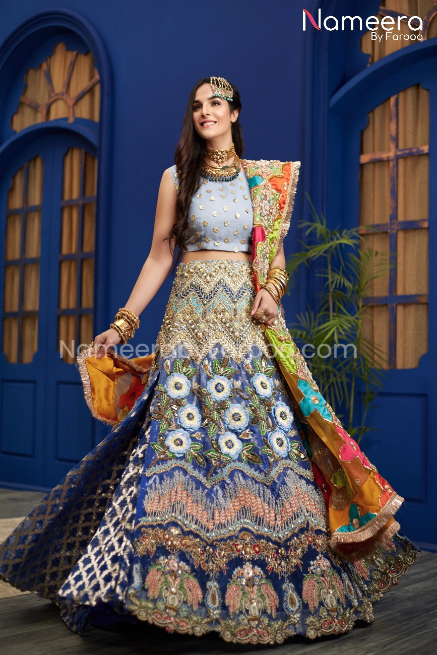 Royal Pakistani Ghagra Choli for Bridal Mehndi Dress – Nameera by Farooq