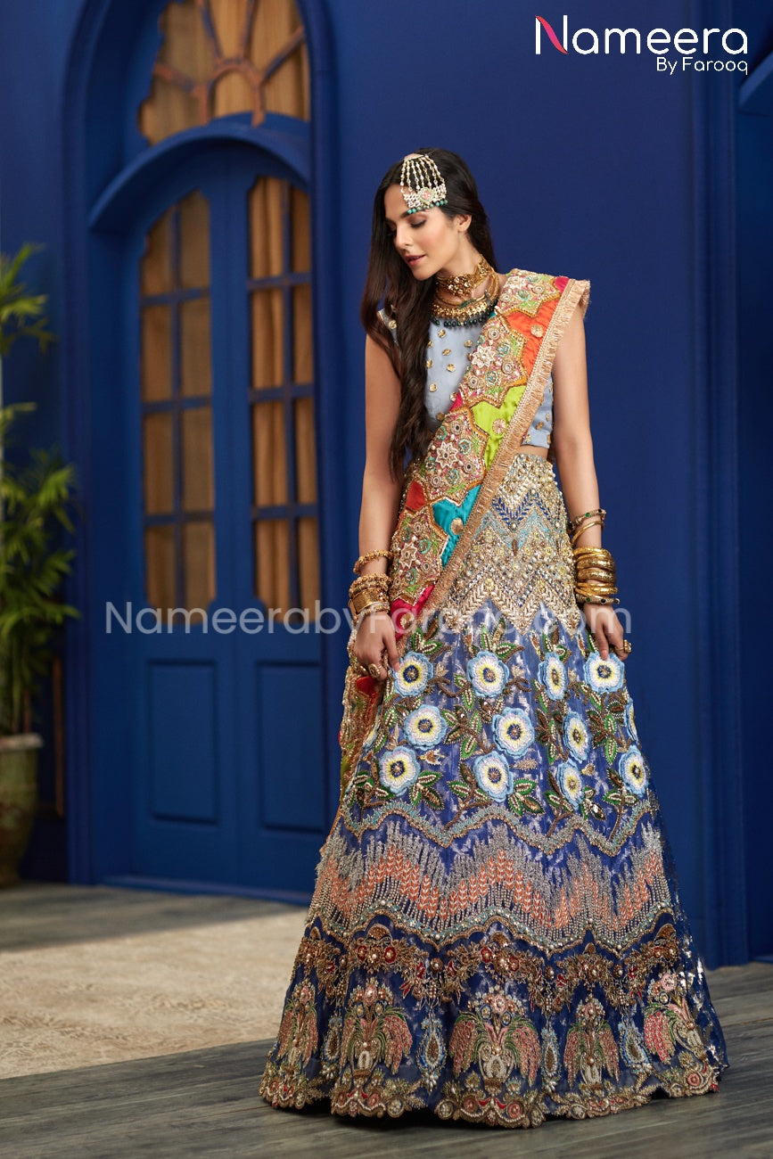 Royal Pakistani Ghagra Choli for Bridal Mehndi Dress – Nameera by Farooq