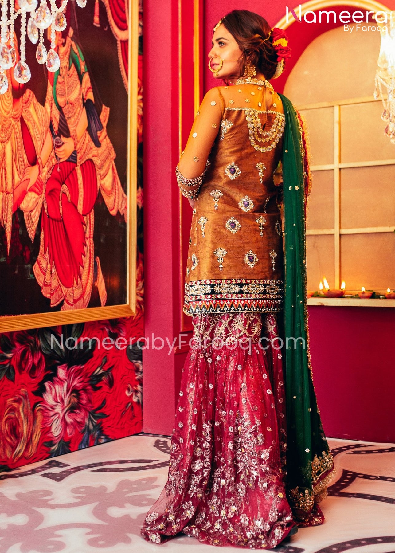 Garish Pakistani Gharara Dresses For Wedding Wear 2021 – Nameera by Farooq