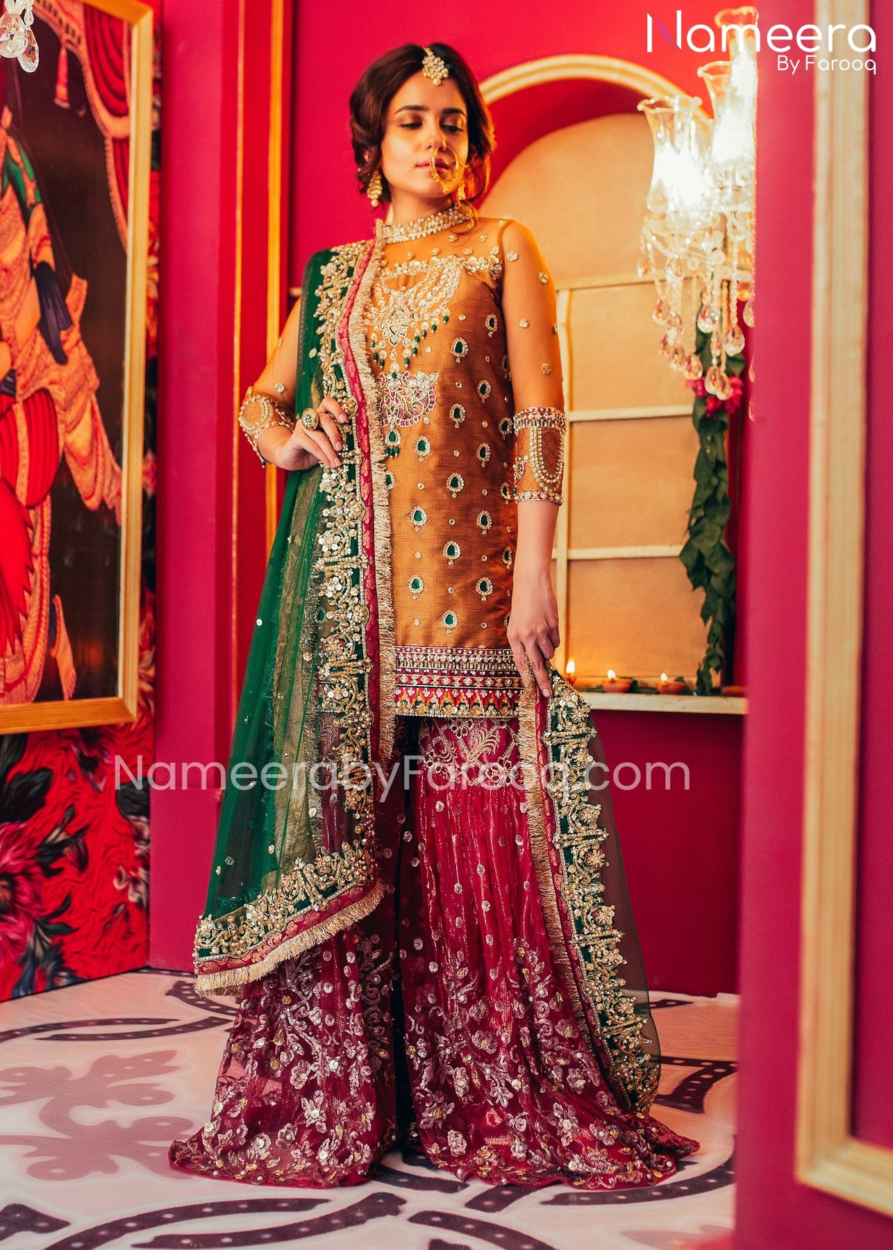 Garish Pakistani Gharara Dresses For Wedding Wear 2021 – Nameera by Farooq