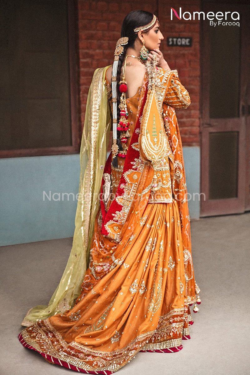 Pakistani Traditional Orange Gharara with Embellished Kameez – Nameera ...