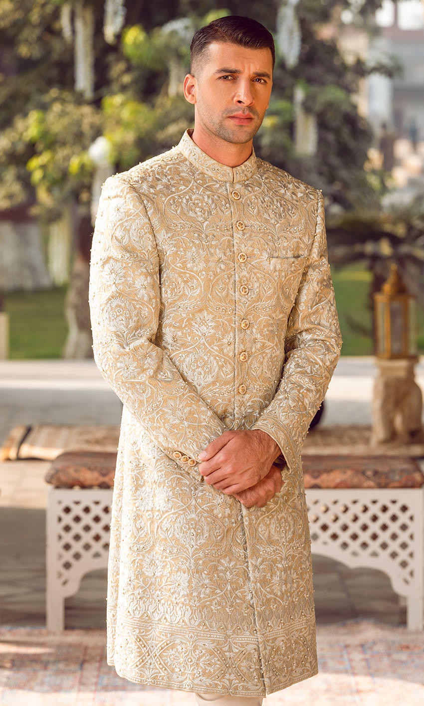 Buy Embroidered Pakistani Groom Sherwani Dress for Wedding – Nameera by ...