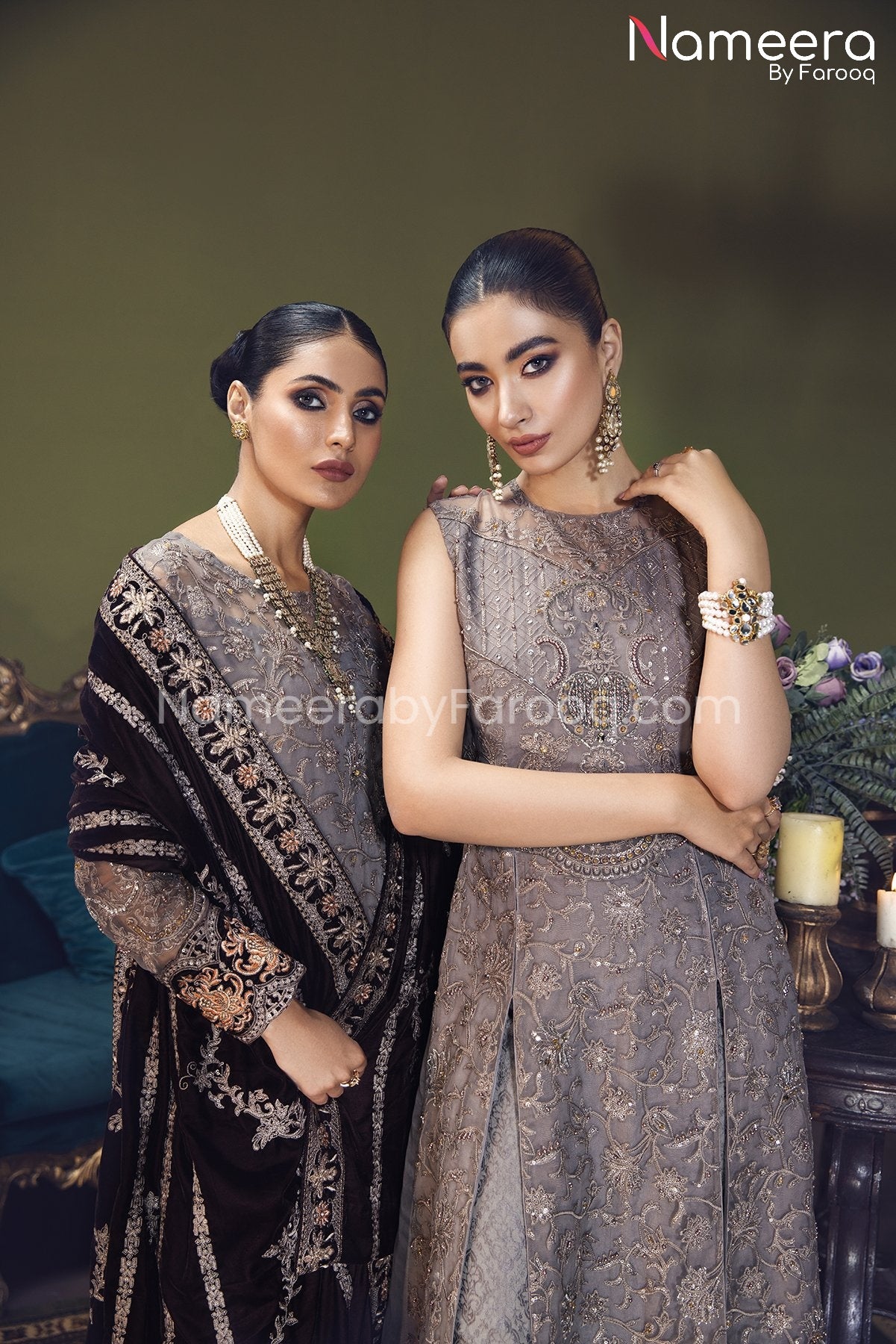 Elegant Pishwas Dress Pakistani in Grey Shade Online 2021 – Nameera by ...
