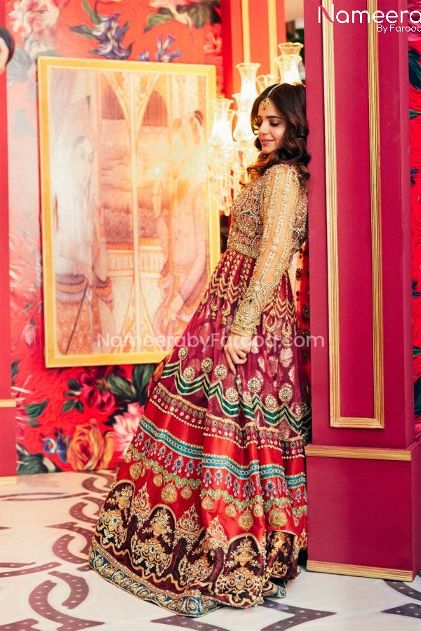 Pakistani Long Dresses for Wedding Party Wear 2021 – Nameera by Farooq