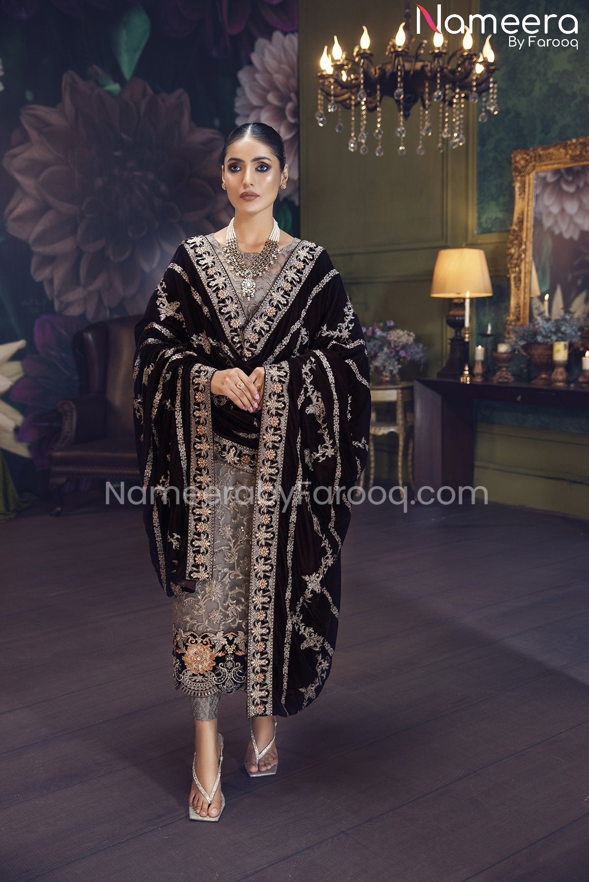 Elegant Pishwas Dress Pakistani in Grey Shade Online 2021 – Nameera by ...