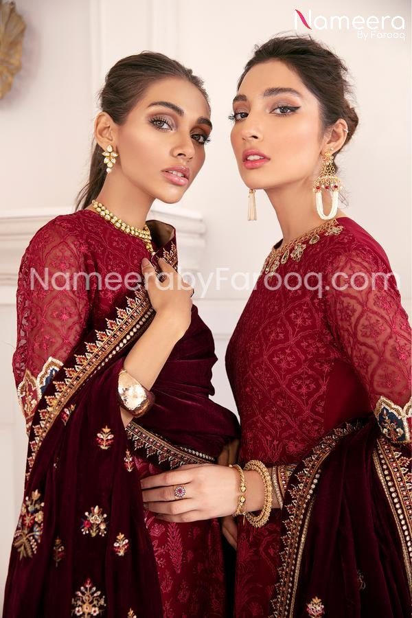 Pakistani Block Printed Red Long Frock Party Wear Online 2021 – Nameera ...