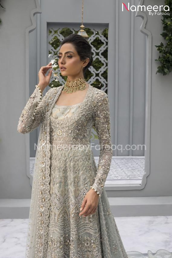 Traditional Long Tail Lehenga with Pishwas Dress for Bride – Nameera by ...