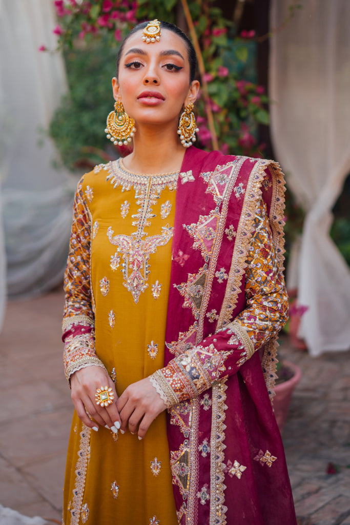 Pakistani Wedding Kameez Trouser Dupatta Mehndi Dress – Nameera by Farooq