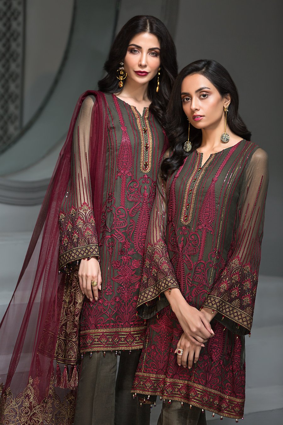 Buy Pakistani Maroon Chiffon Designer Dress Online – Nameera by Farooq