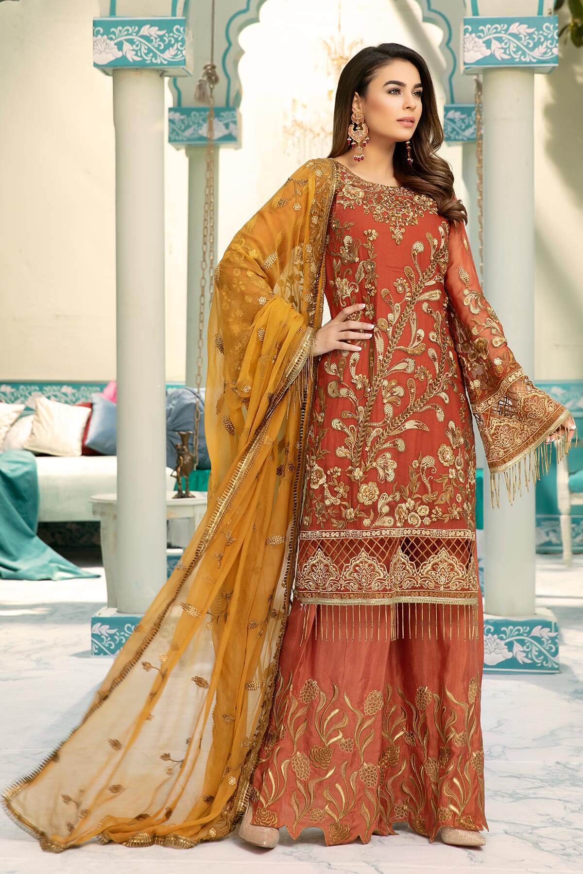 Pakistani Eid Dresses Chiffon Embroidered Party wear – Nameera by Farooq