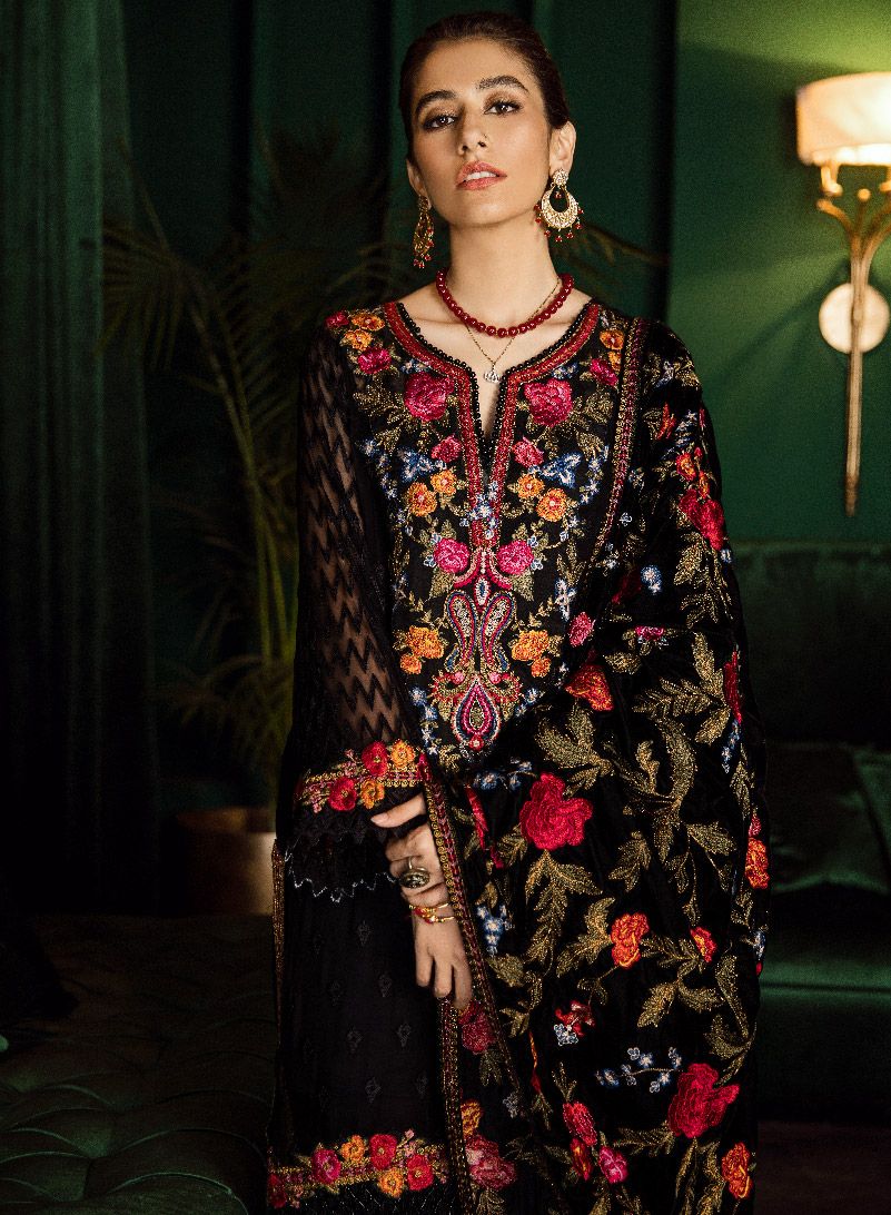 Pakistani embroidered party dress with beautiful work – Nameera by Farooq