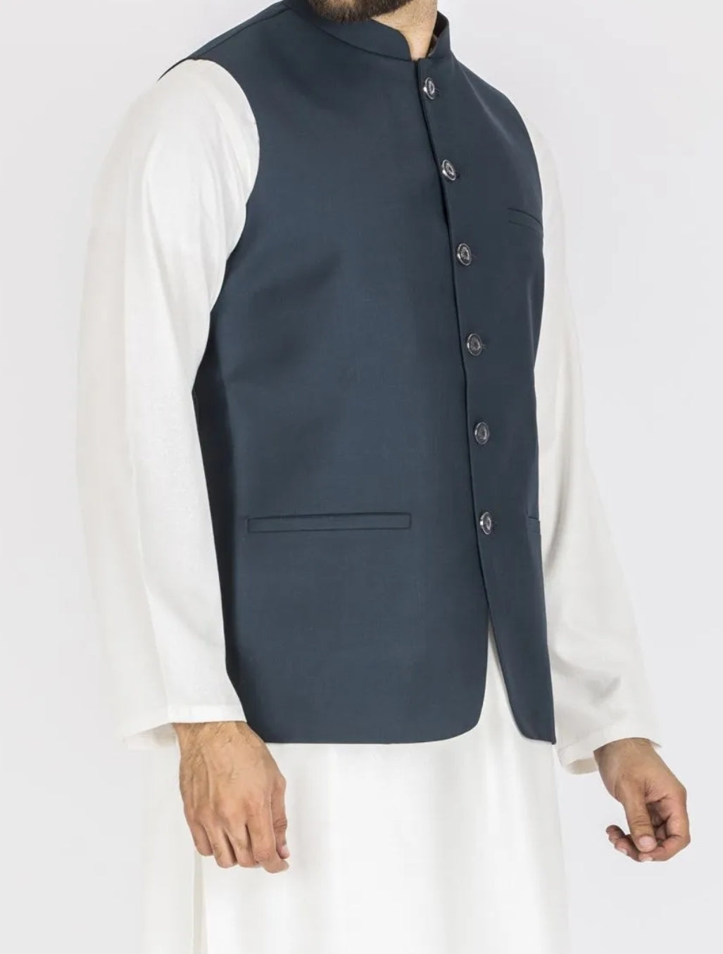 Buy Pakistani mens shalwar kameez waistcoat in USA – Nameera by Farooq