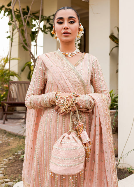 Peach Pink Shirt Capri for Pakistani Wedding Dresses – Nameera by Farooq