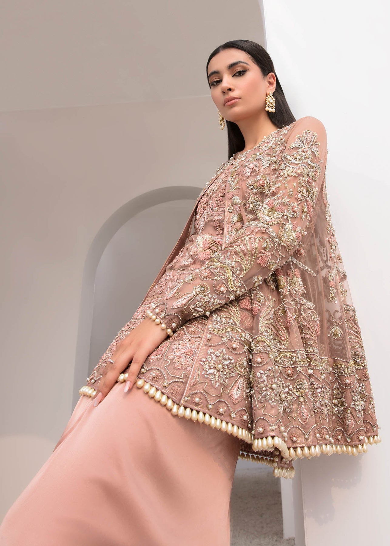 Pink Frock Suit Design for Pakistani Wedding Dresses – Nameera by Farooq