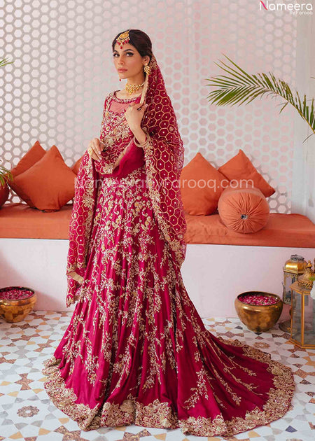 Pakistani Pink Lehenga Bridal Dress with Pink Choli for Barat – Nameera ...