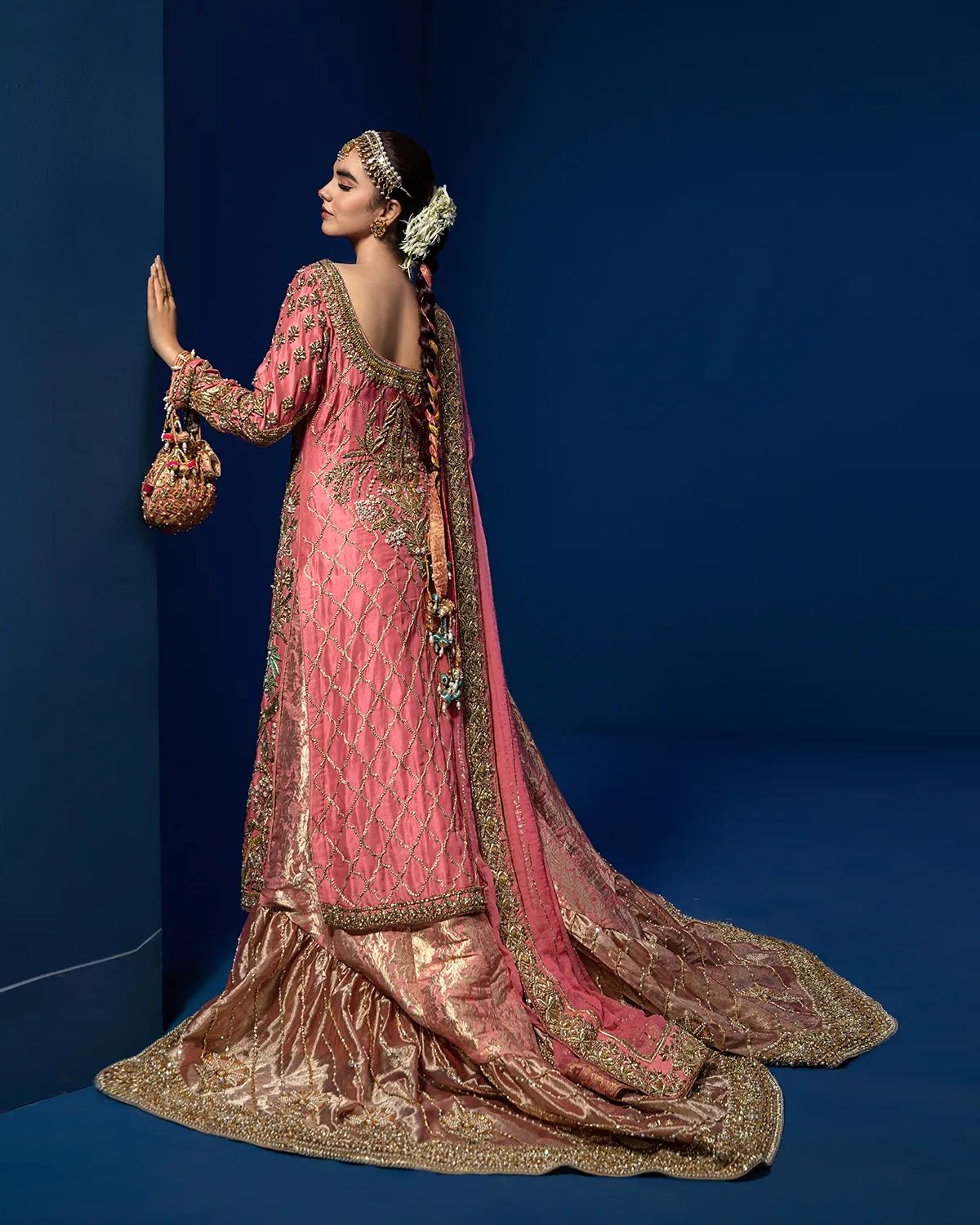 Pink Sharara Kameez and Dupatta Pakistani Mehndi Dress – Nameera by Farooq