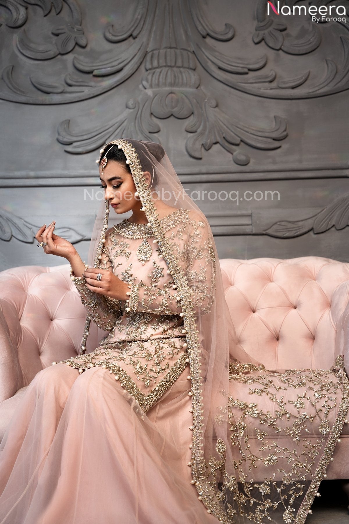 Designer Bridal Pink Sharara Suits With Kameez in Net Raw Silk ...